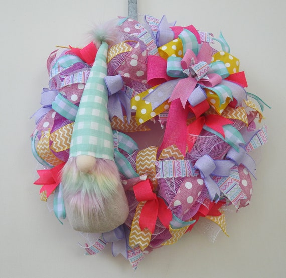 Spring Gnome Wreath Gnome Front Door Decor Easter Gnome | Etsy