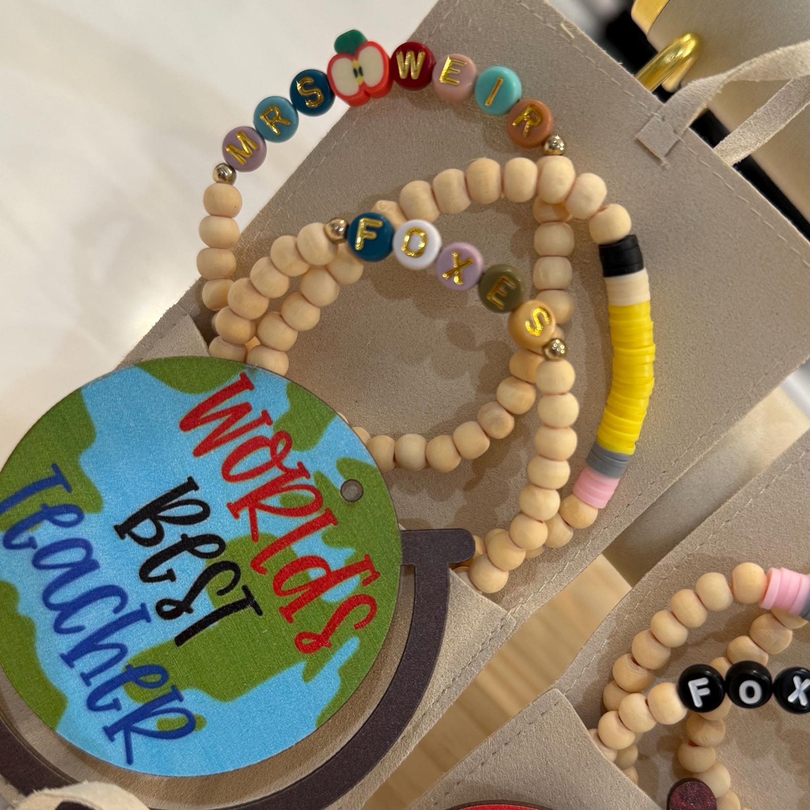PERSONALIZED SET, Wood Teacher Bracelet, Back to School Teacher ...