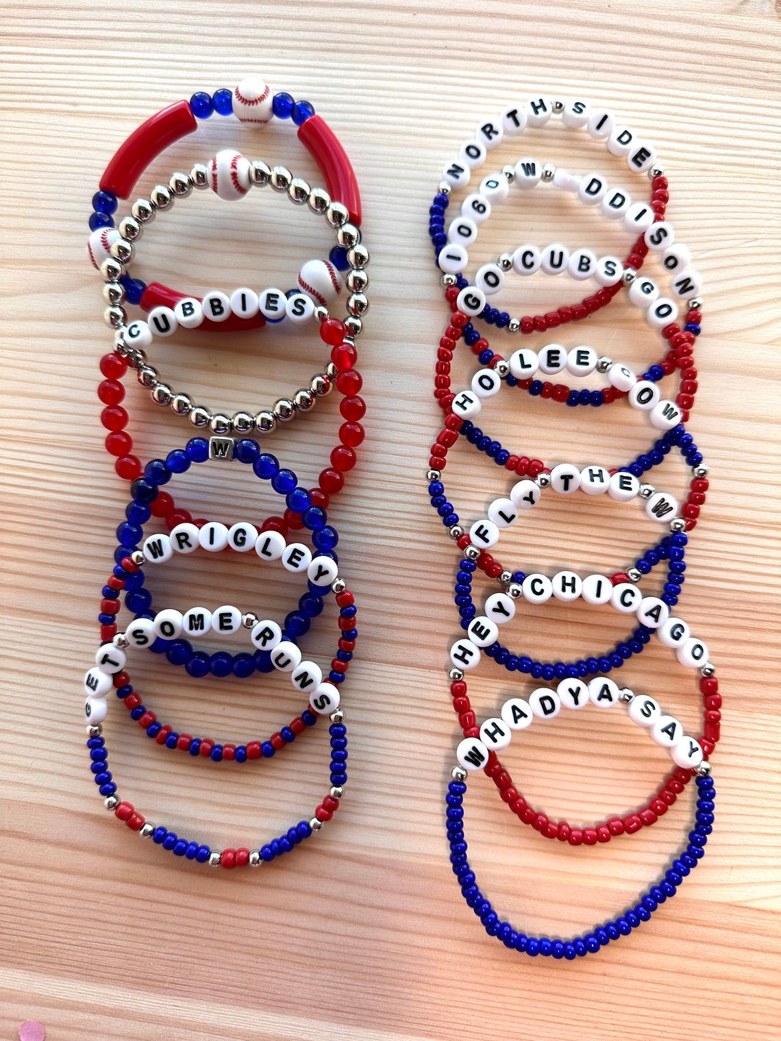 Stack of 3 or More, Chicago Cubs Baseball Bracelet, MLB Spirit Stack ...