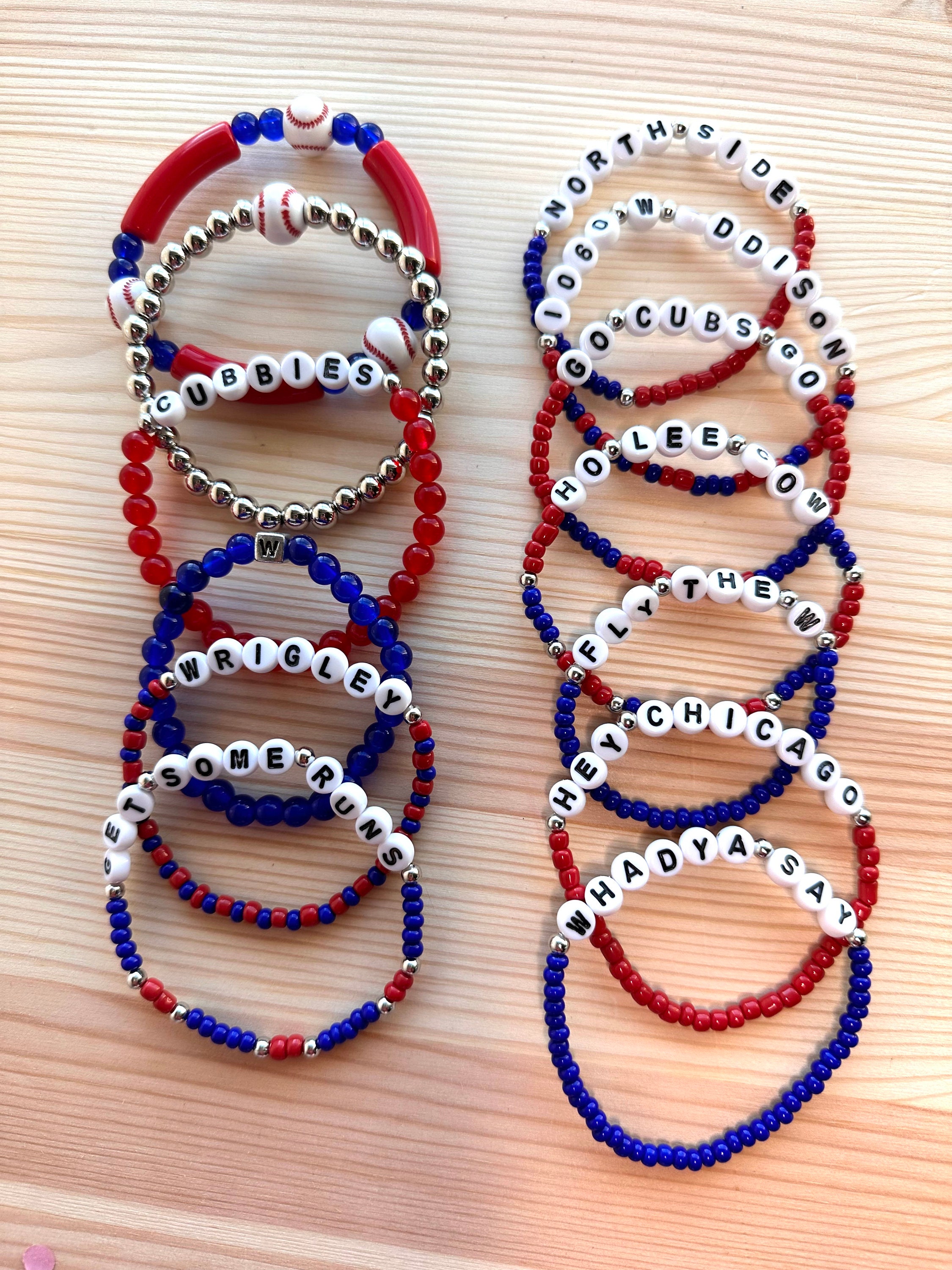 Stack of 3 or More, Chicago Cubs Baseball Bracelet, MLB Spirit Stack ...