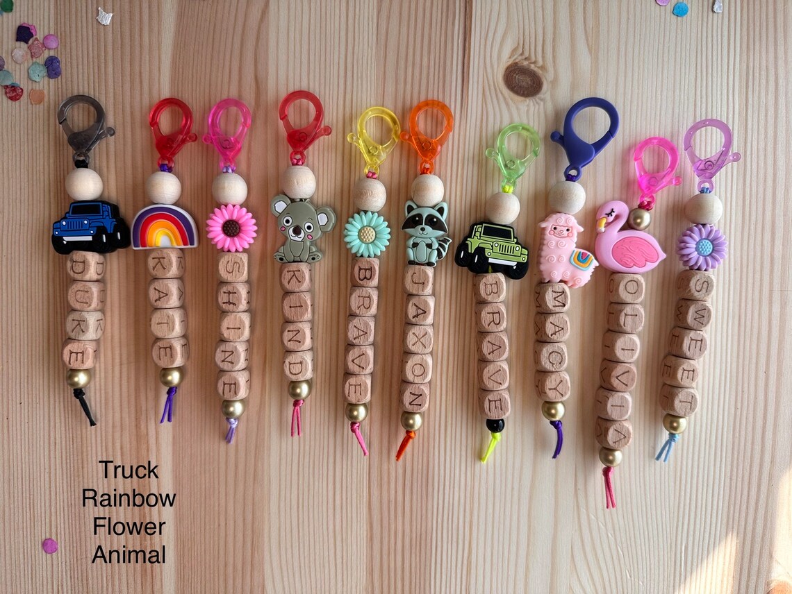 Personalized Backpack Keychain, Charm Clip With Name, Silicone Charm ...
