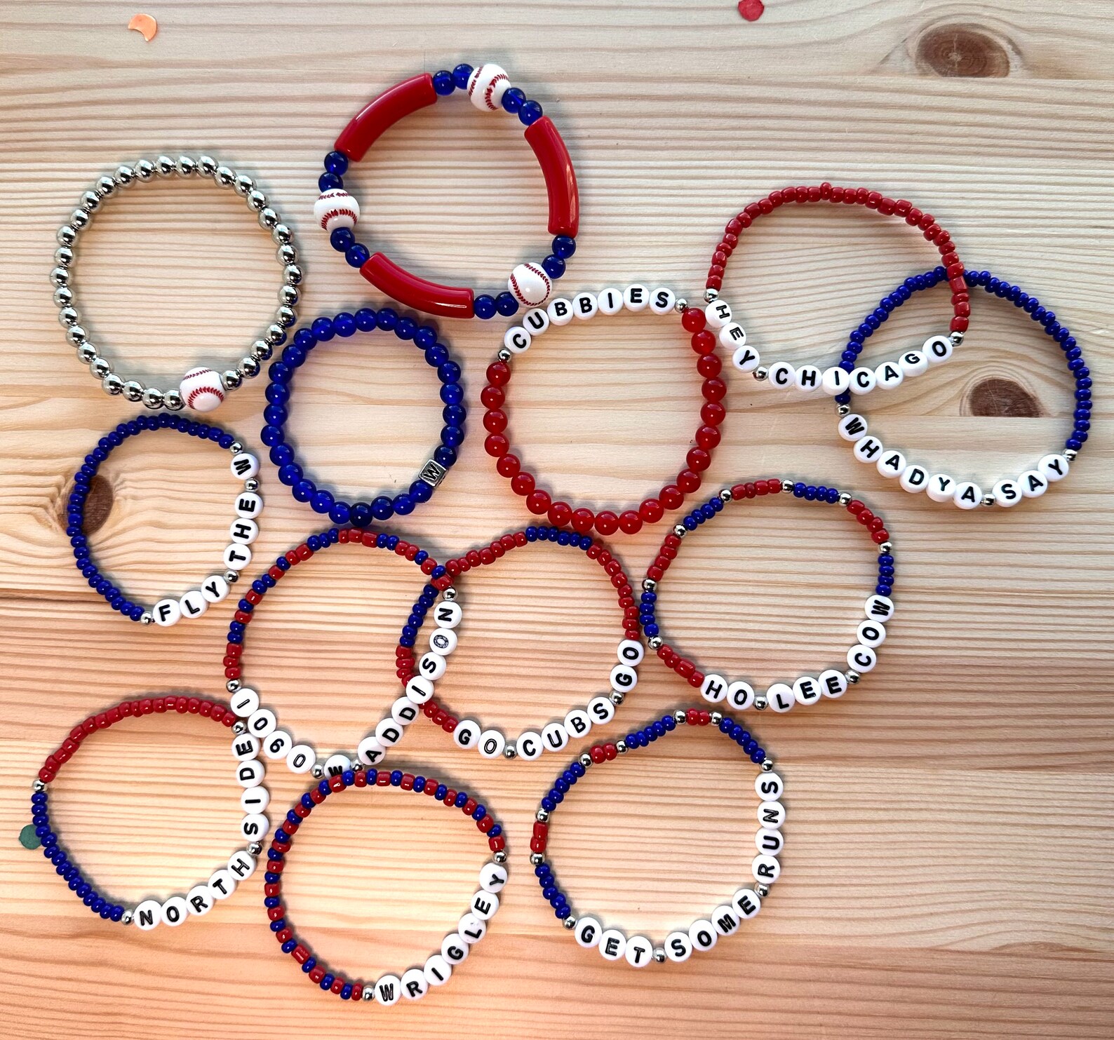 Stack of 3 or More, Chicago Cubs Baseball Bracelet, MLB Spirit Stack ...