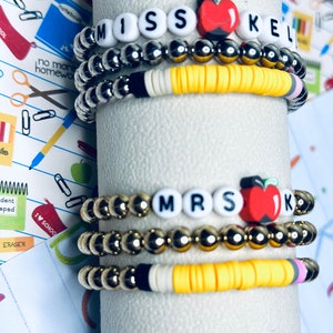 PERSONALIZED SET 18K Silver or Gold Filled Set, Back to School Teacher ...