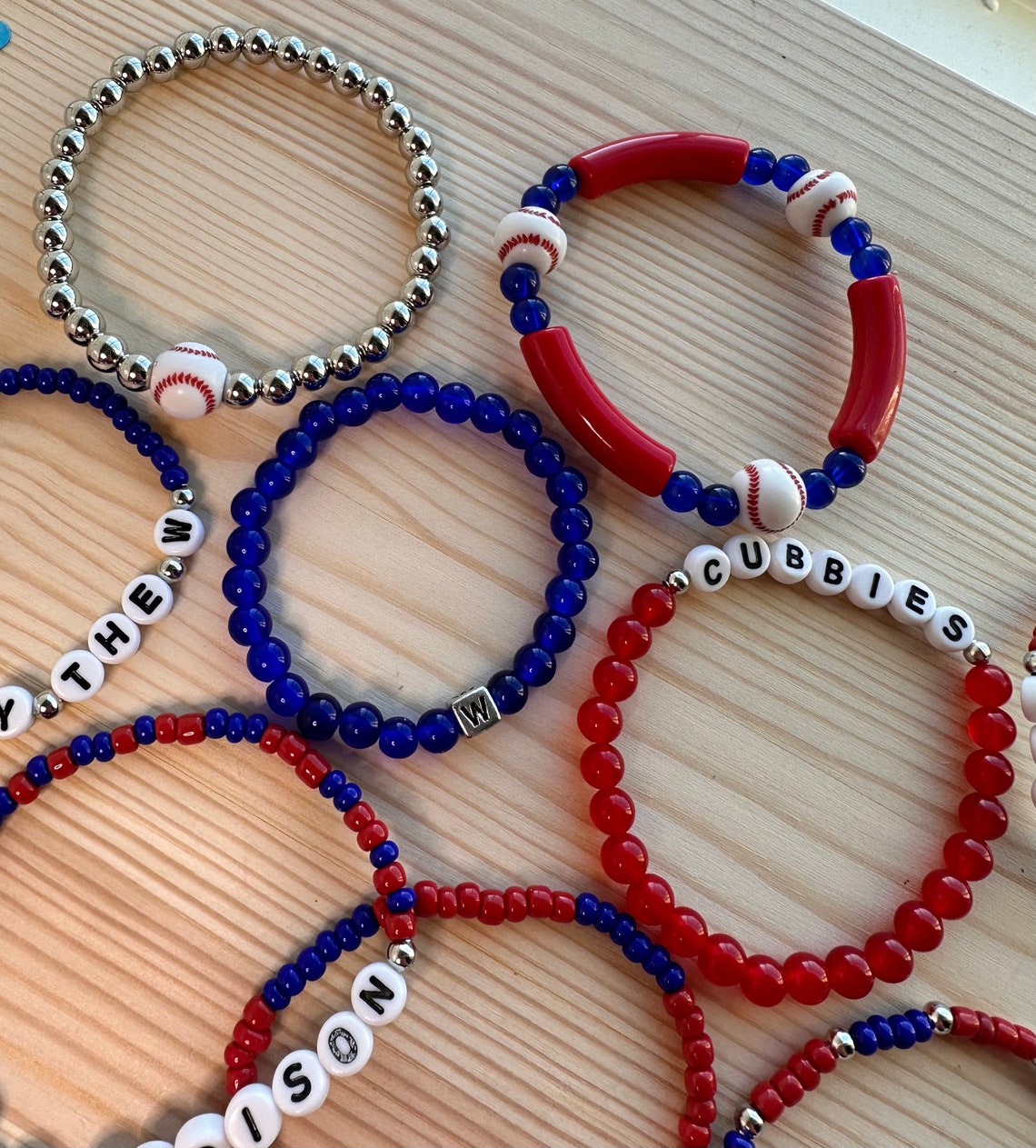 Stack of 3 or More, Chicago Cubs Baseball Bracelet, MLB Spirit Stack ...