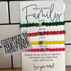 Personalized Family Matching Bracelet Set: Beaded Initial Charm - Etsy