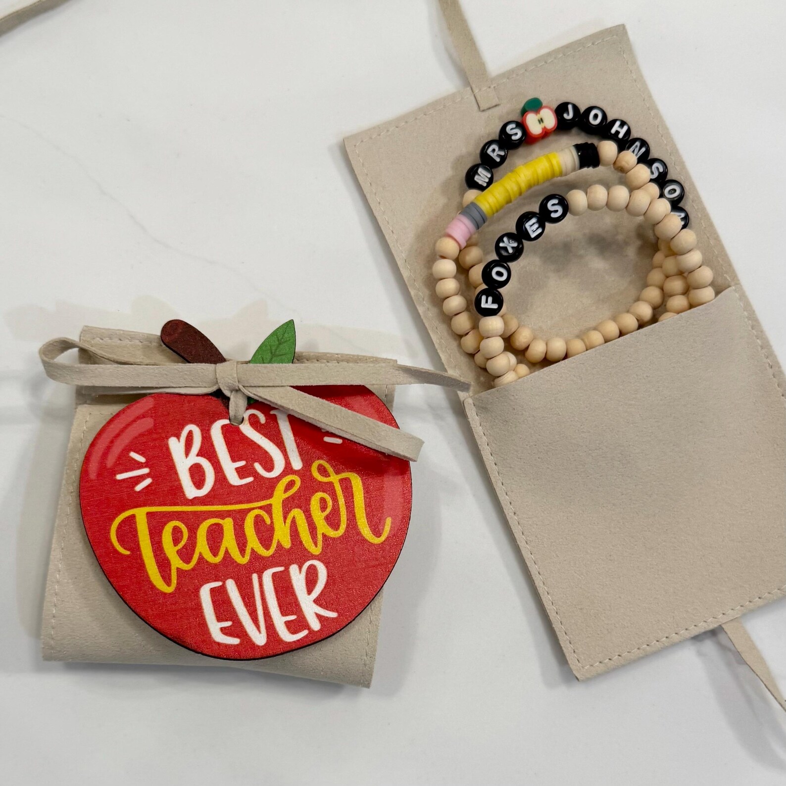 PERSONALIZED SET, Wood Teacher Bracelet, Back to School Teacher ...