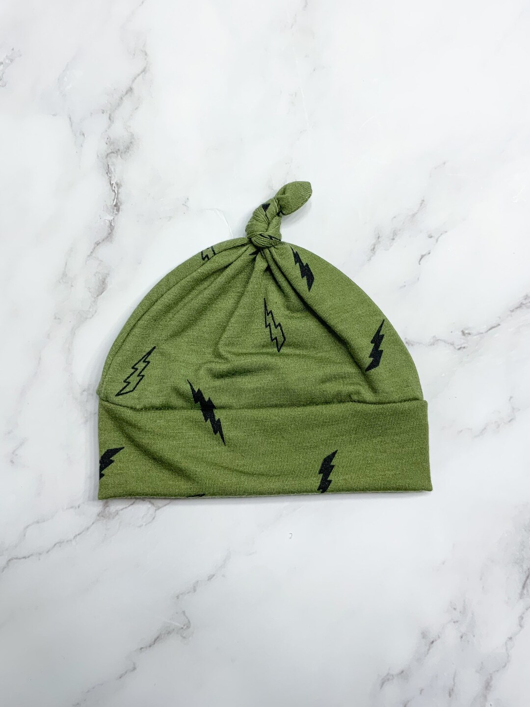 Hunter Green Lightning Bolt Baby Beanie - Soft Jersey Knit - Etsy