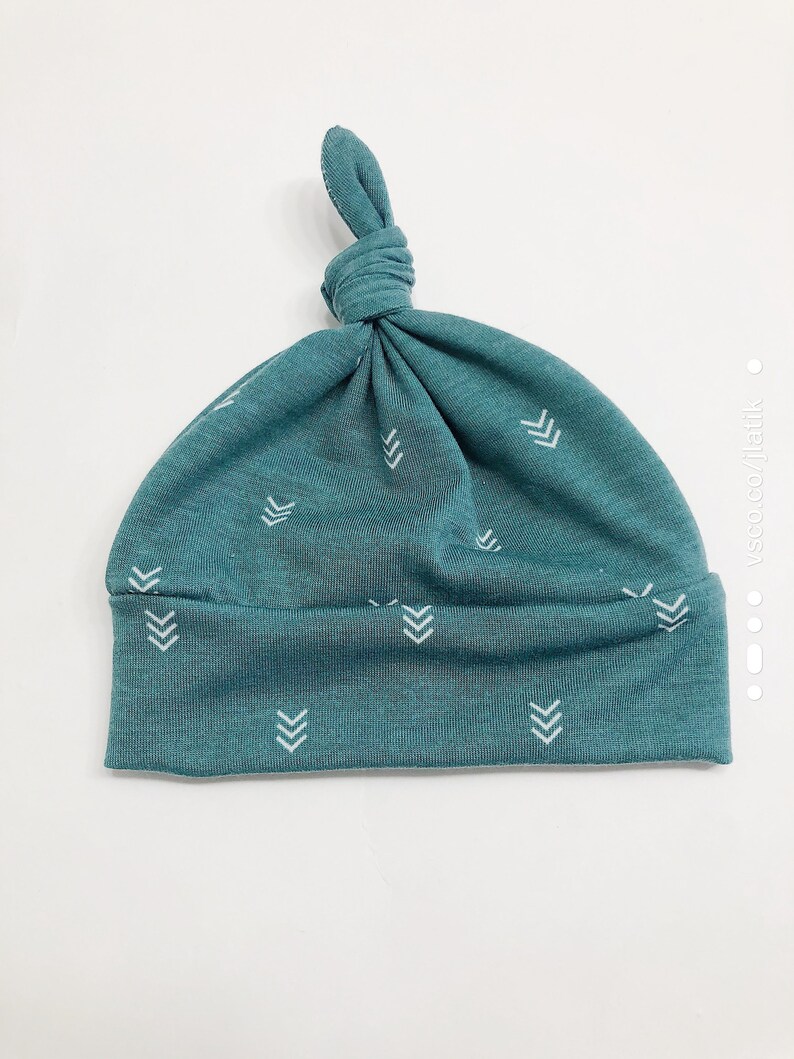 Sage Green arrows triangles white knot hat beanie baby toddler | Etsy