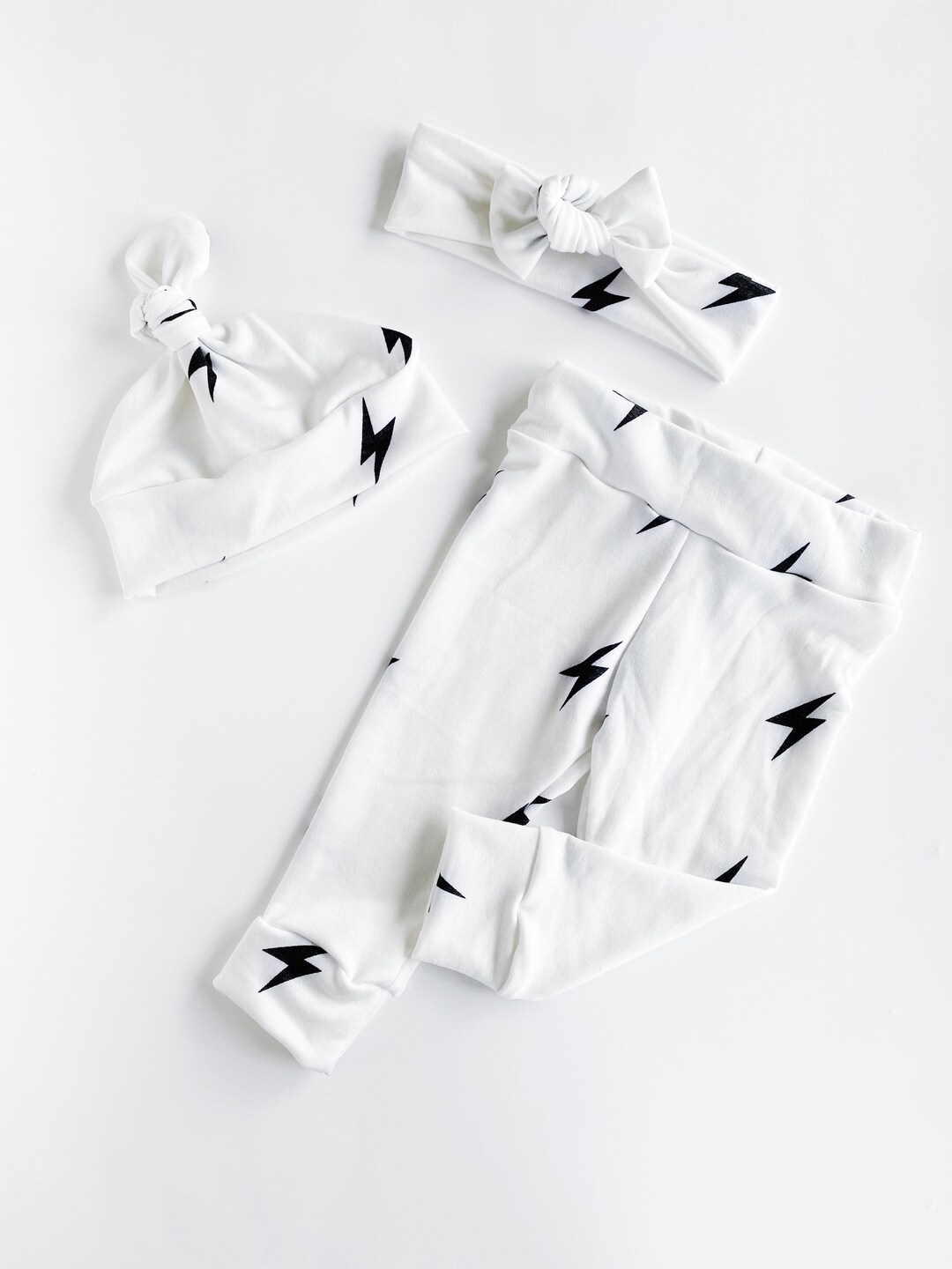 Lightning Bolt Baby Outfit Set: Leggings, Hat & Headband - Etsy