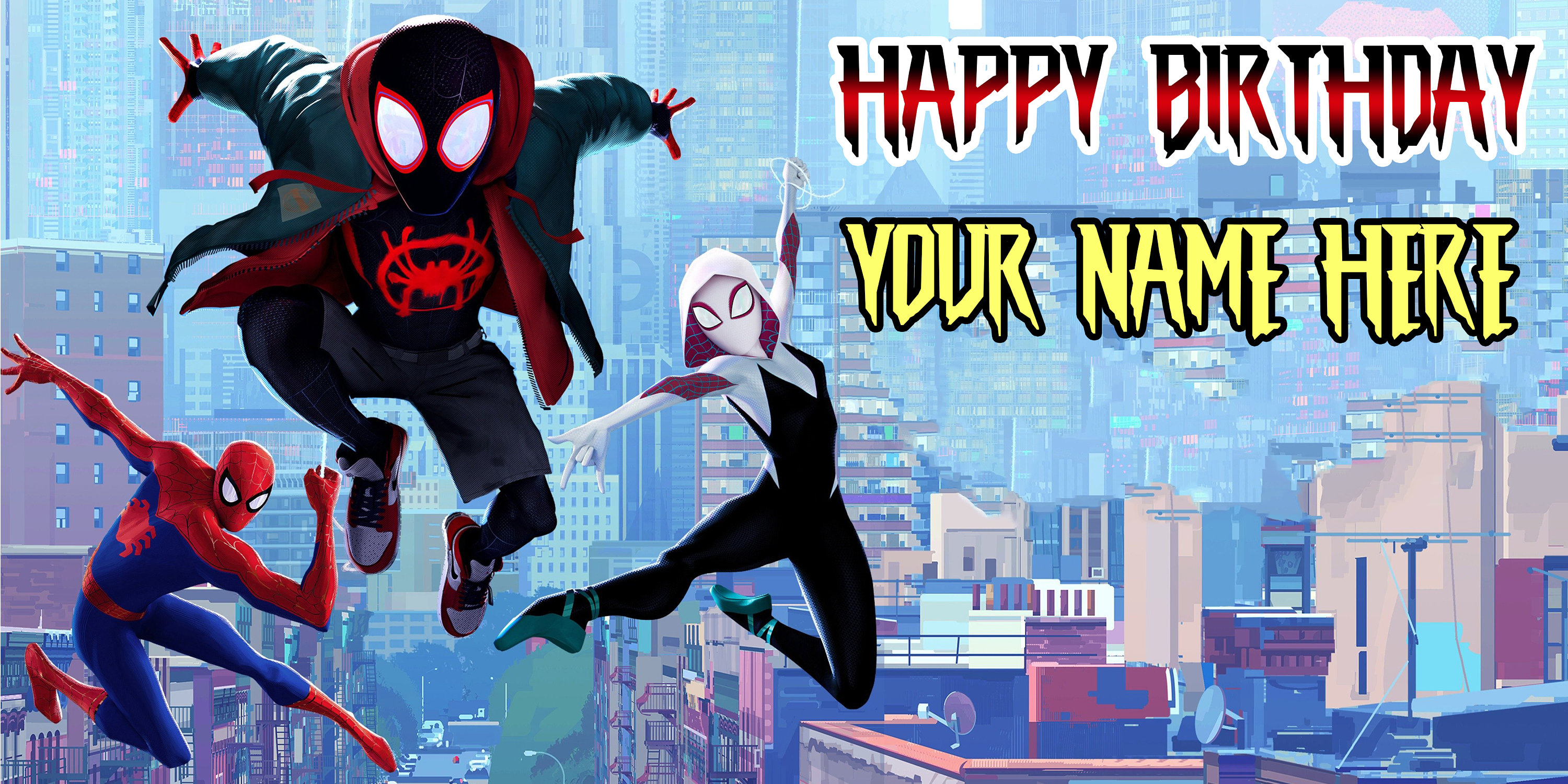 Spiderman Into the Spiderverse Personalized Banner 48" X 24" - Etsy