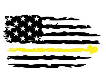 Thin Yellow Line Dispatcher Distressed US Flag Police Fire EMS - Etsy