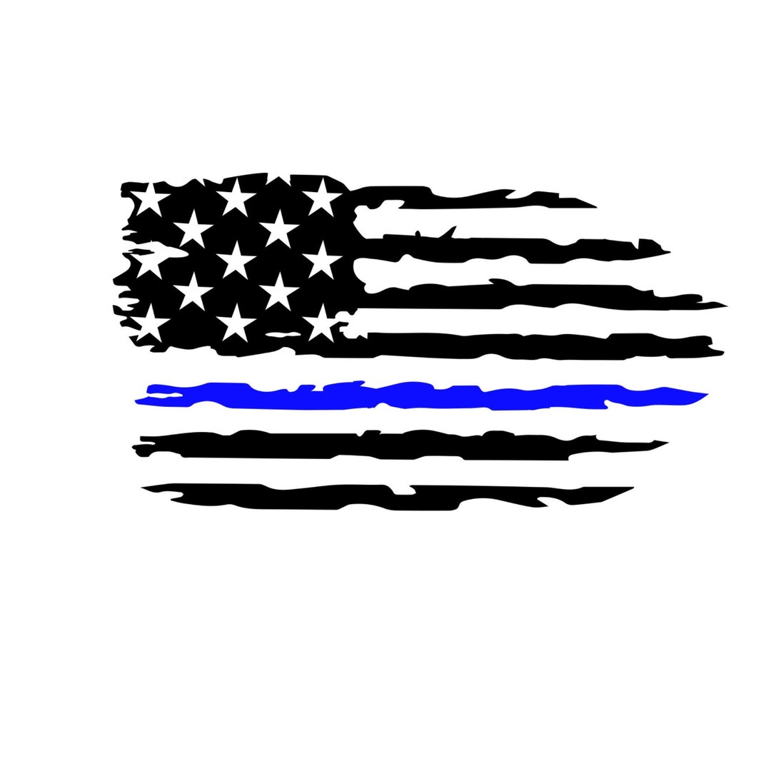 Thin Blue Line Flag Decal,blue Thin Line Flag Decal,back the Blue Decal ...