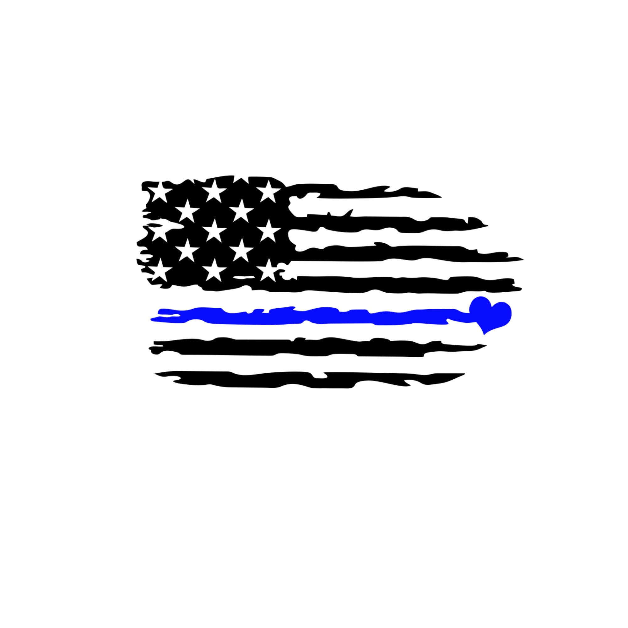 Thin Blue Line Decal With Heart, Law Enforcement Decal,blue Thin Line ...