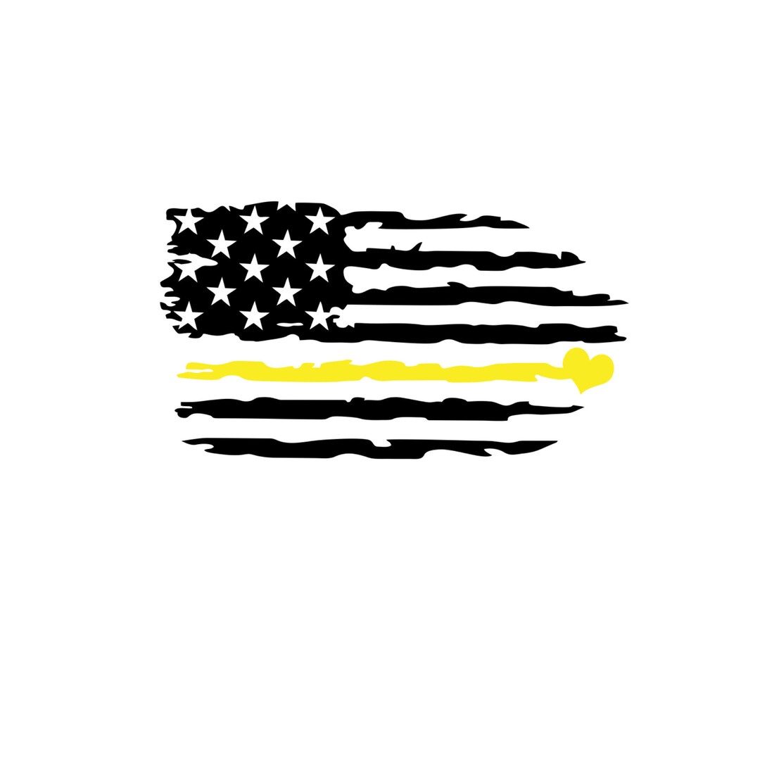 Thin Yellow Line With Heart Flag,dispatcher Flag,911 Flag,distressed ...