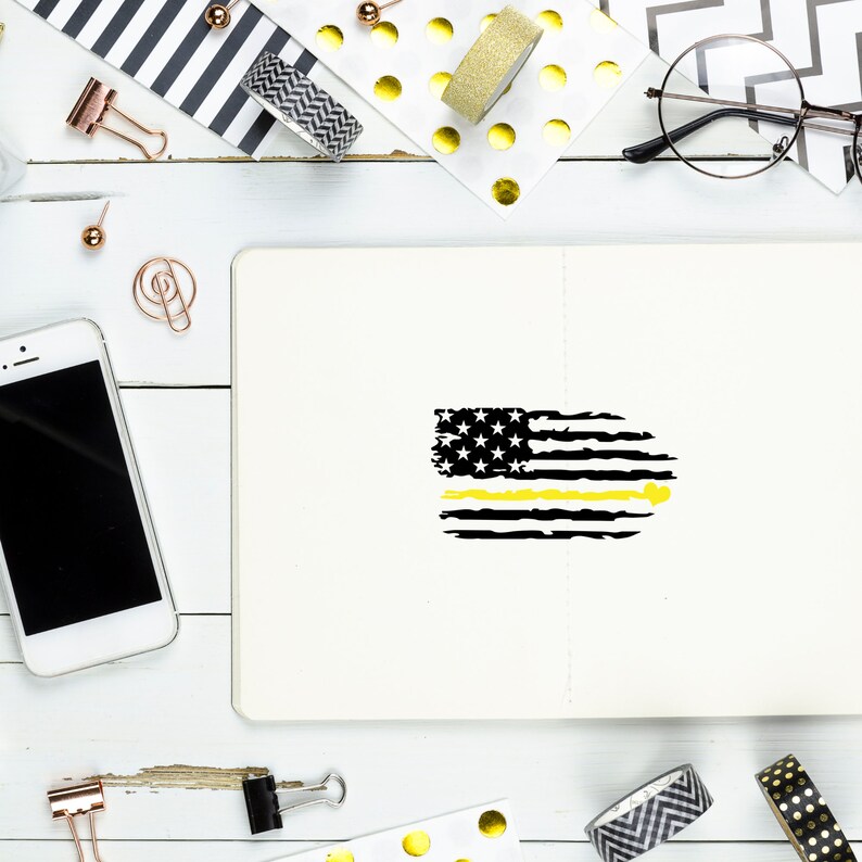 Thin Yellow Line With Heart Flagdispatcher Flag911 | Etsy