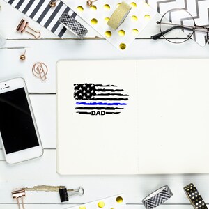Thin Blue Line Dad Decal,thin Blue Line Flag Decal,law Enforcement ...
