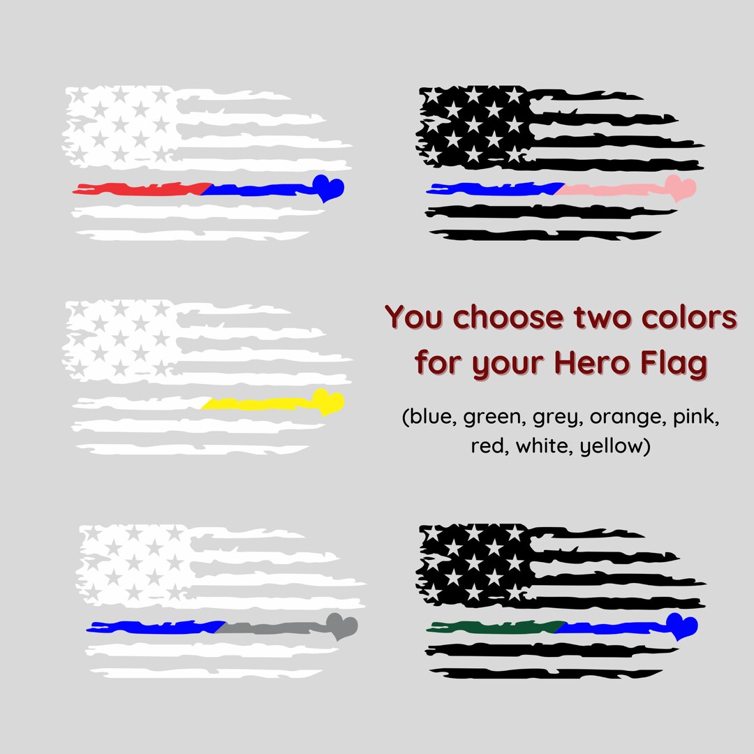 Two Color 1st Responder Flag Decal,custom Essential Worker Flag Decal ...