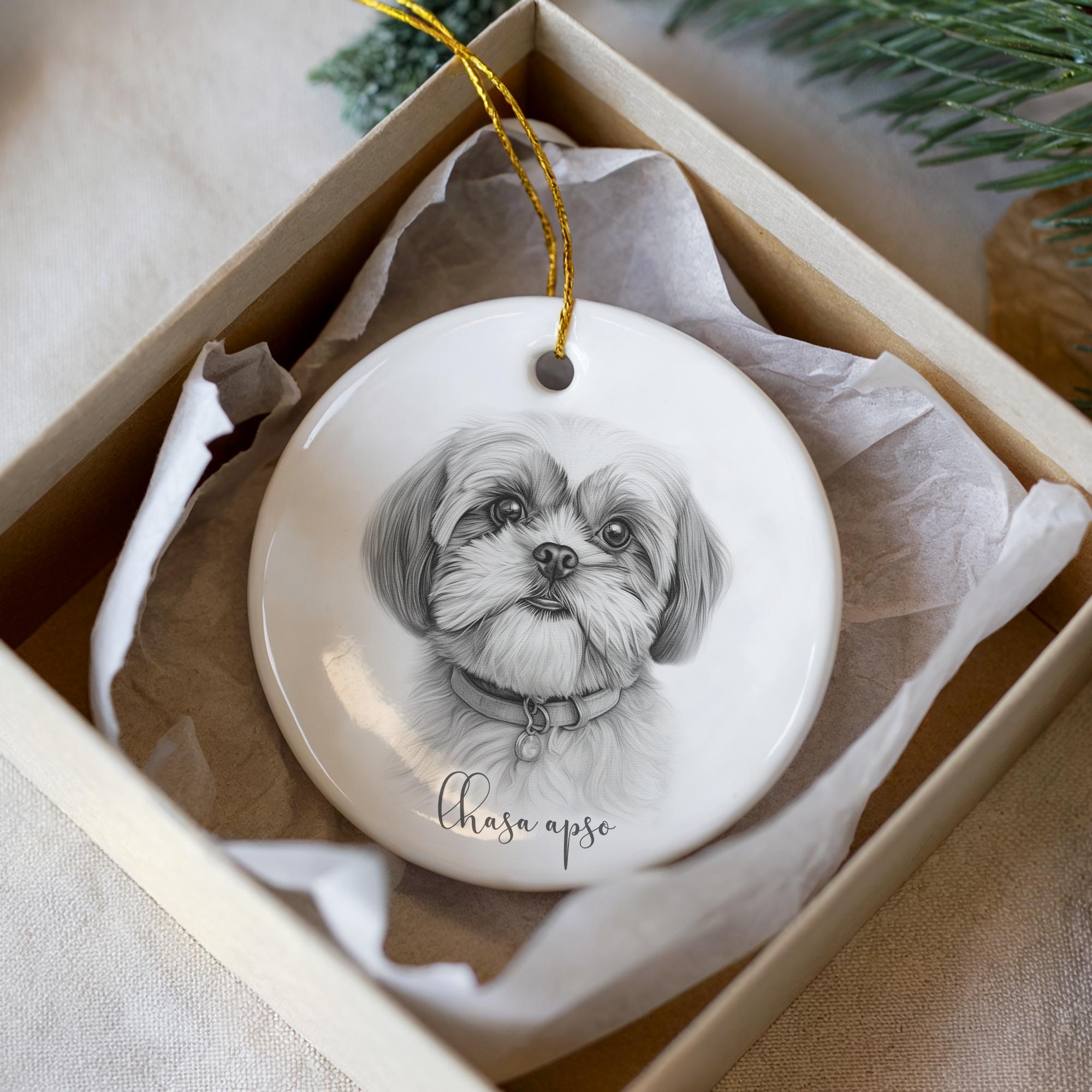 Personalised Lhasa Apso Dog Christmas Bauble, Dog Breed Ceramic Bauble ...