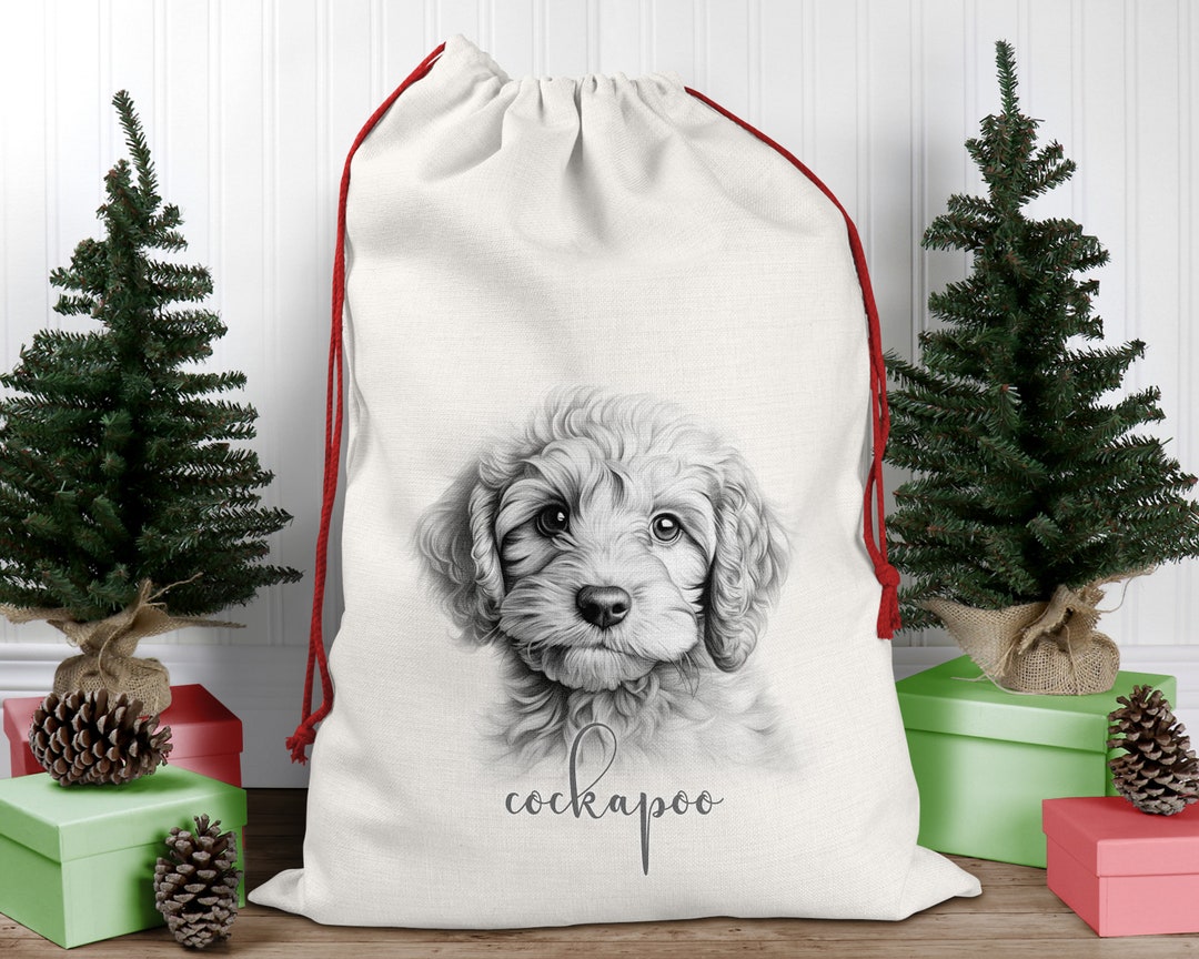 Personalised Cockapoo Christmas Sack, Dog Breed Santa Sack, Dog Lovers ...