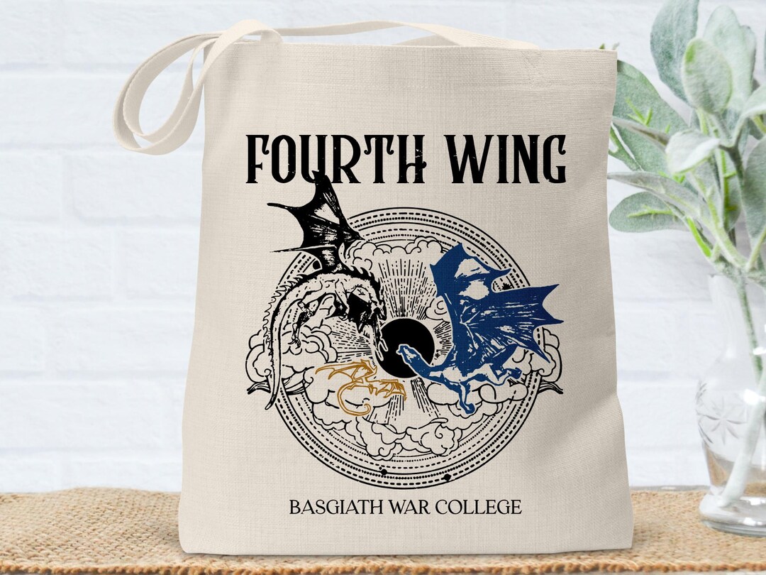 Fourth Wing Tote Bag - Book Bag - Basgiath War College - Linen Shopping ...
