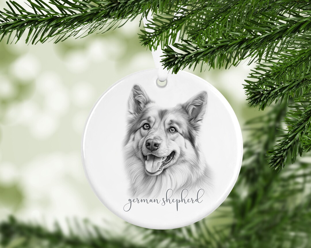 Personalised German Shepherd Dog Christmas Bauble, Dog Breed Ceramic ...
