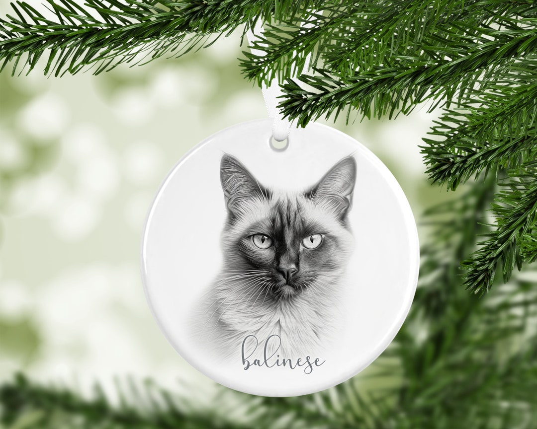 Personalised Balinese Cat Christmas Bauble, Balinese Cat Ceramic Bauble ...