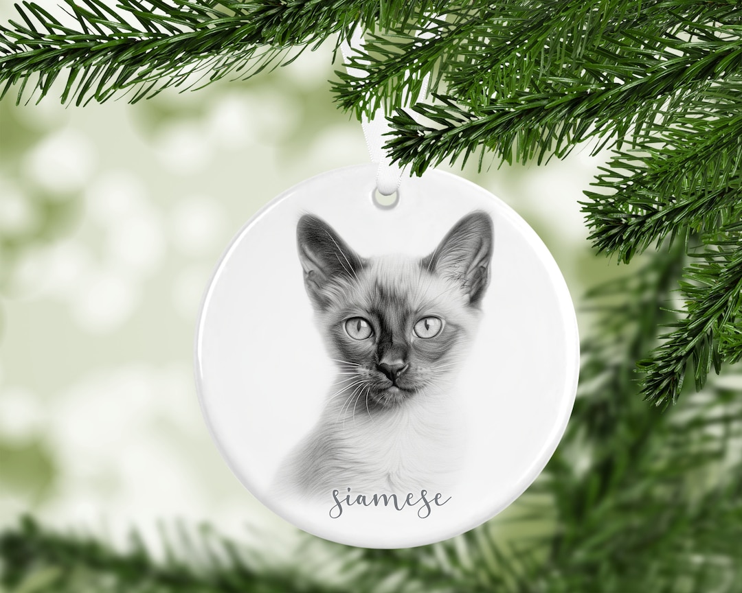 Personalised Siamese Cat Christmas Bauble, Siamese Cat Ceramic Bauble ...
