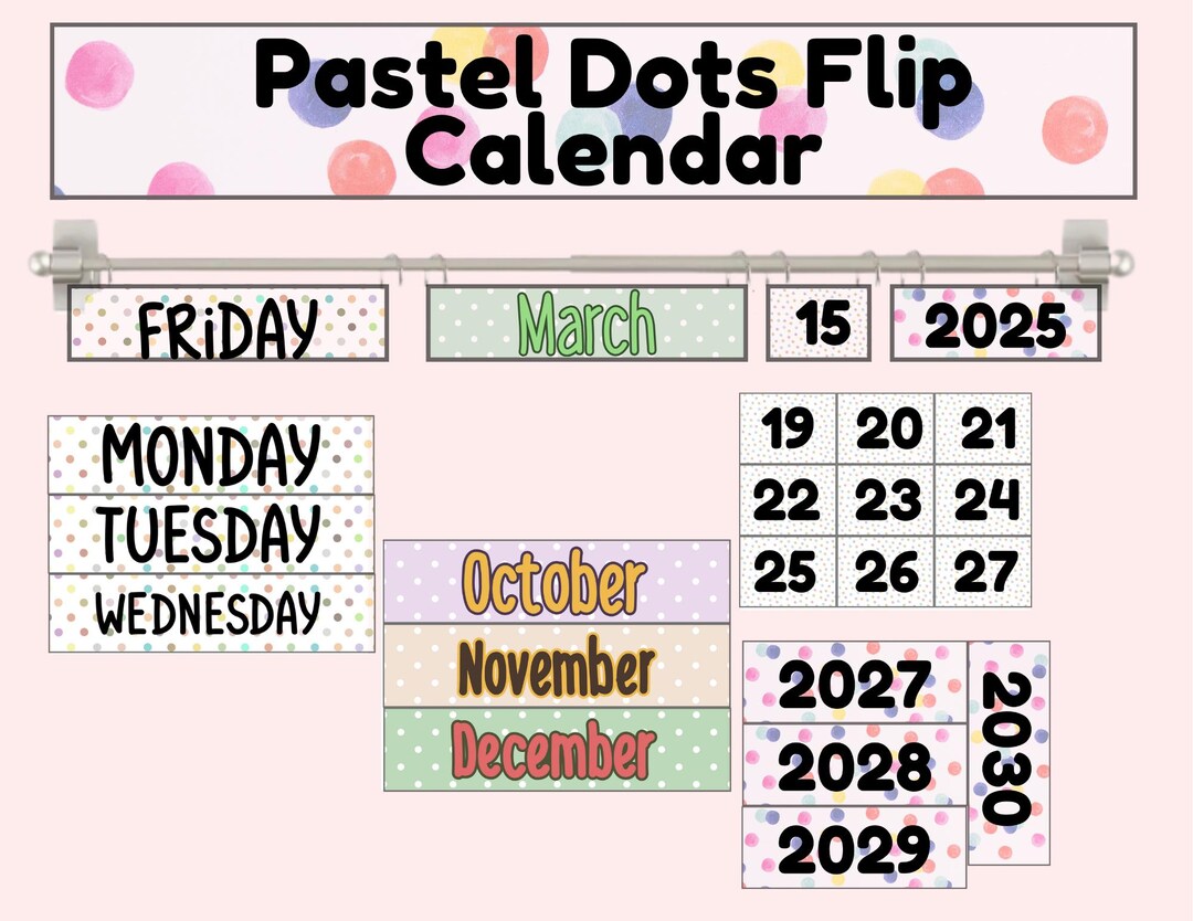 Flip Calendar for Classroom, Calendar Display, Bright Pastel Classroom ...
