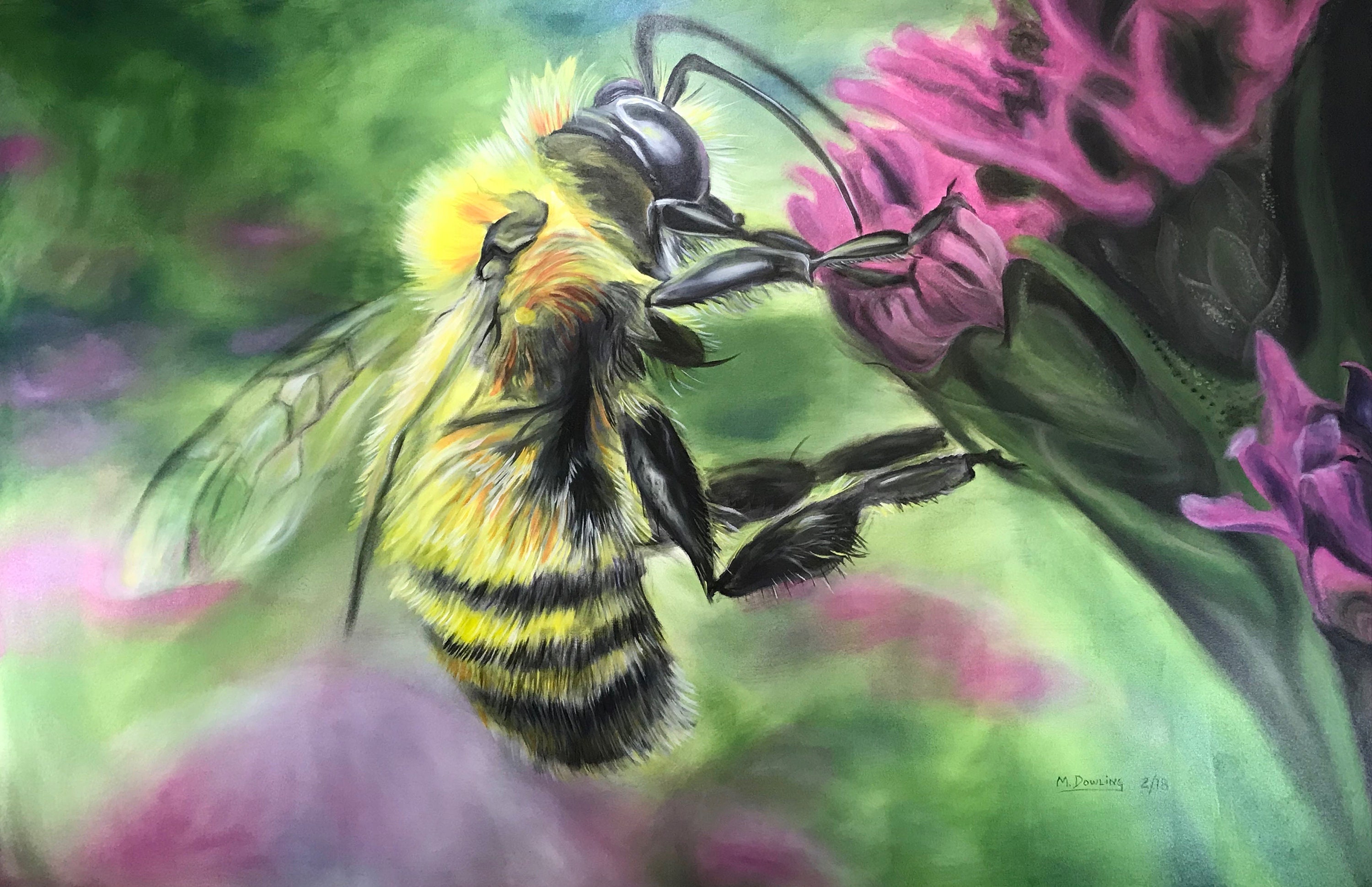 Bumble Bee. Acrylic on Canvas. - Etsy