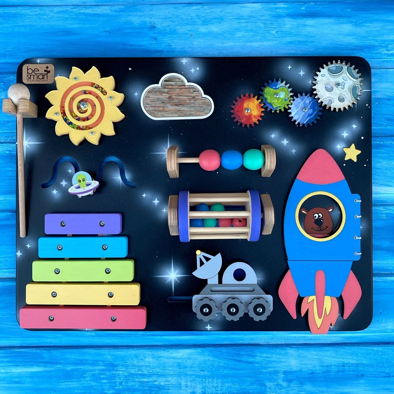 Busy Board Space Theme Busyboard Sensory Board Travel - Etsy