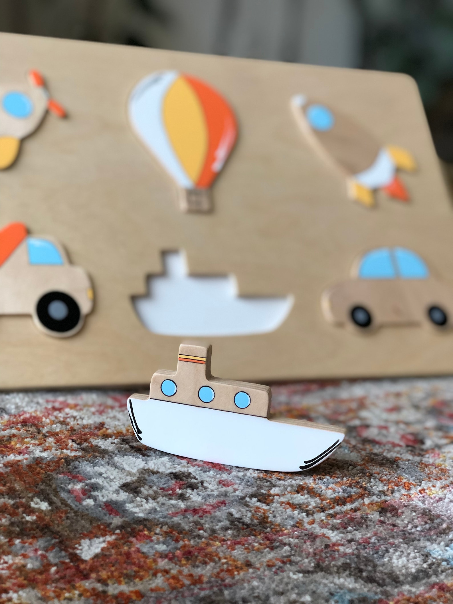 Transport Puzzle Wooden Shape Sorter Hand Painted Color - Etsy