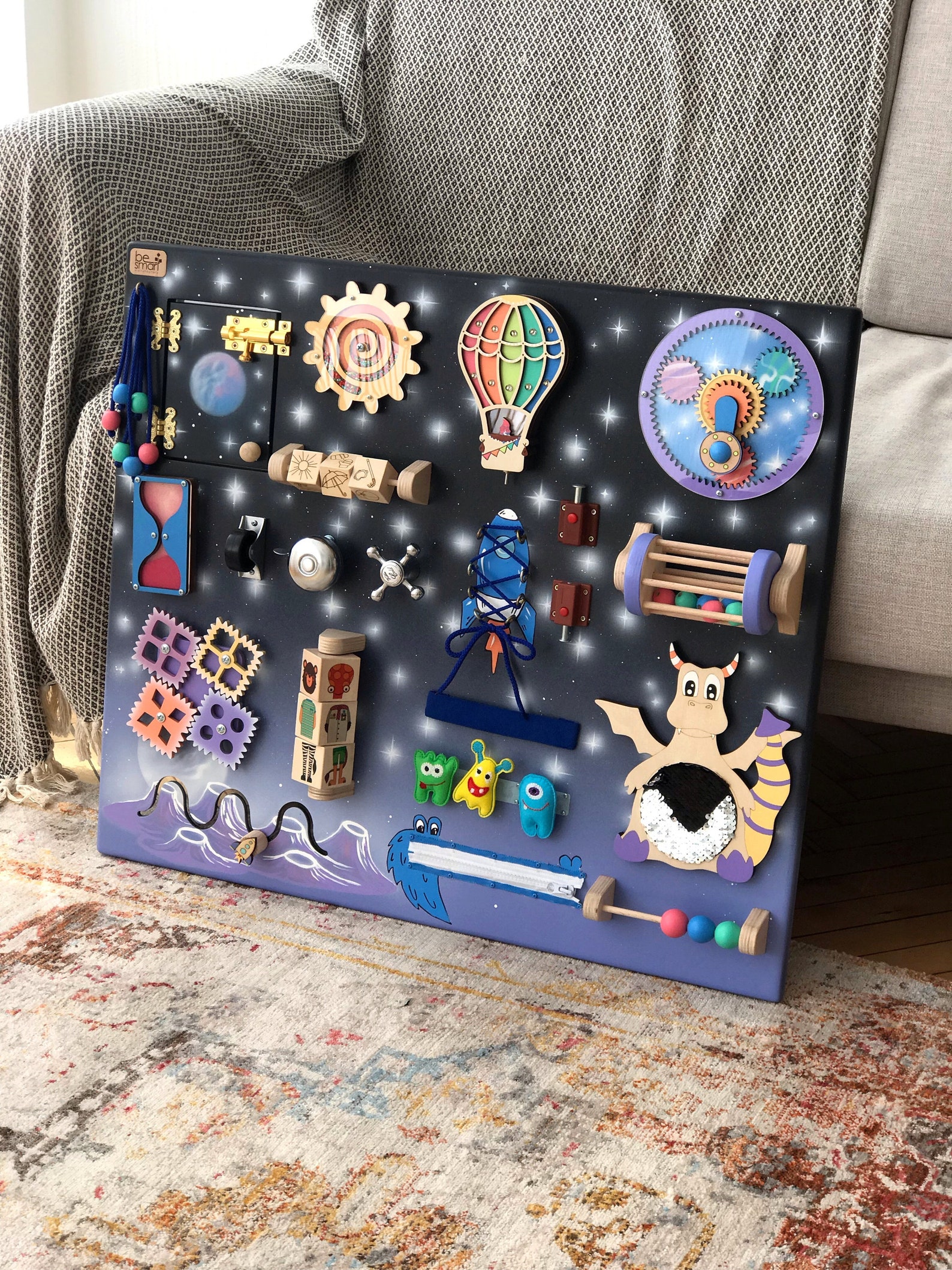 Toddler Busy Board With Space Theme 60x70 Cm Bright Sensory - Etsy