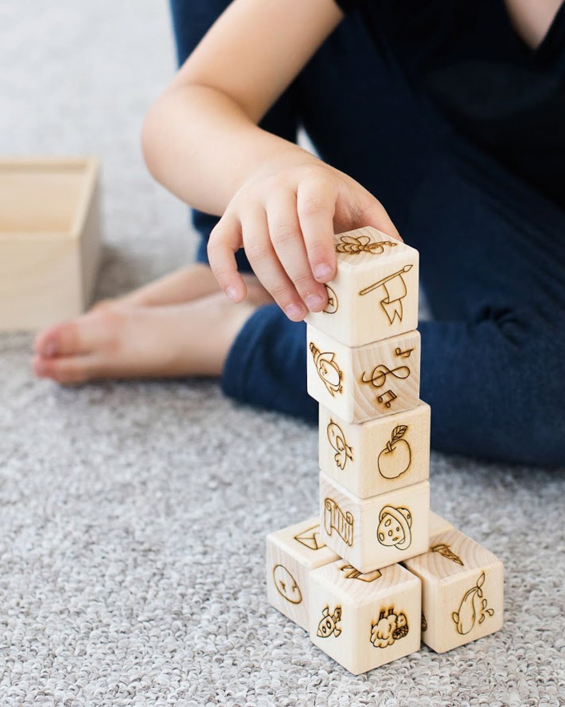 Story telling wooden cubes Wooden blocks Montessori | Etsy