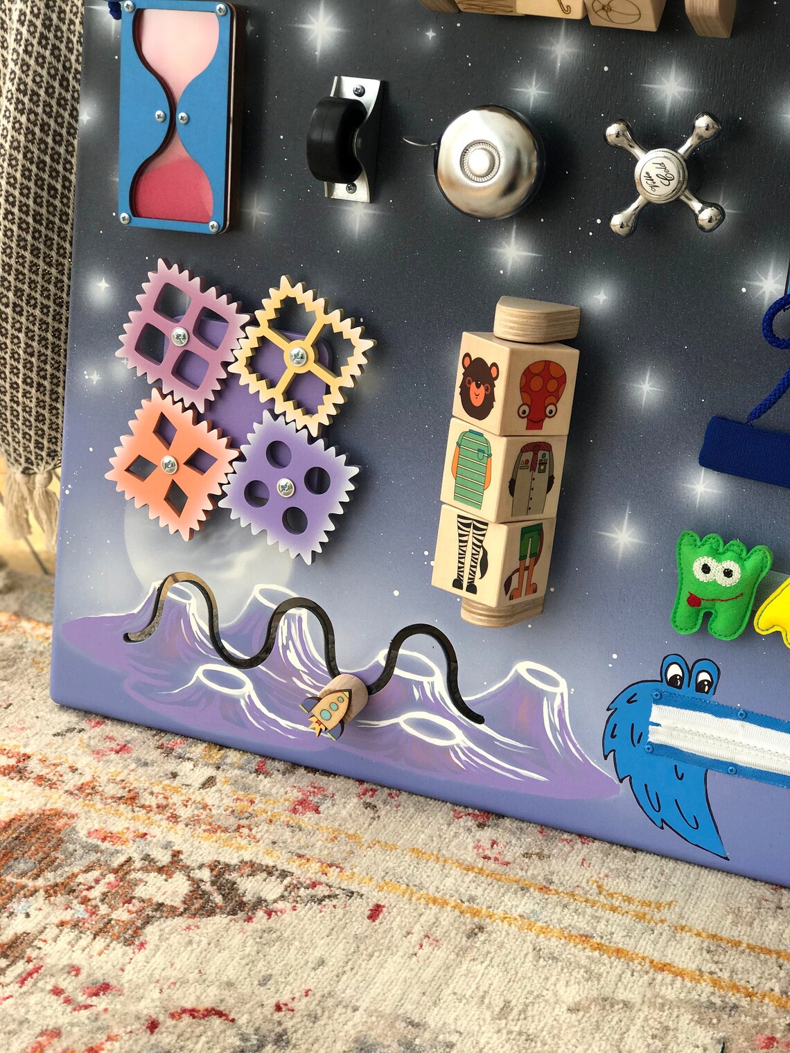 Toddler Busy Board With Space Theme 60x70 Cm Bright Sensory - Etsy