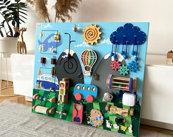 Toddler Busy Board With Space Theme 60x70 Cm Bright Sensory Board for ...