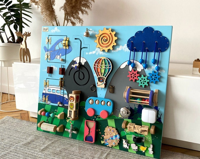 Toddler Busy Board With Space Theme 60x70 Cm Bright Sensory Board for ...