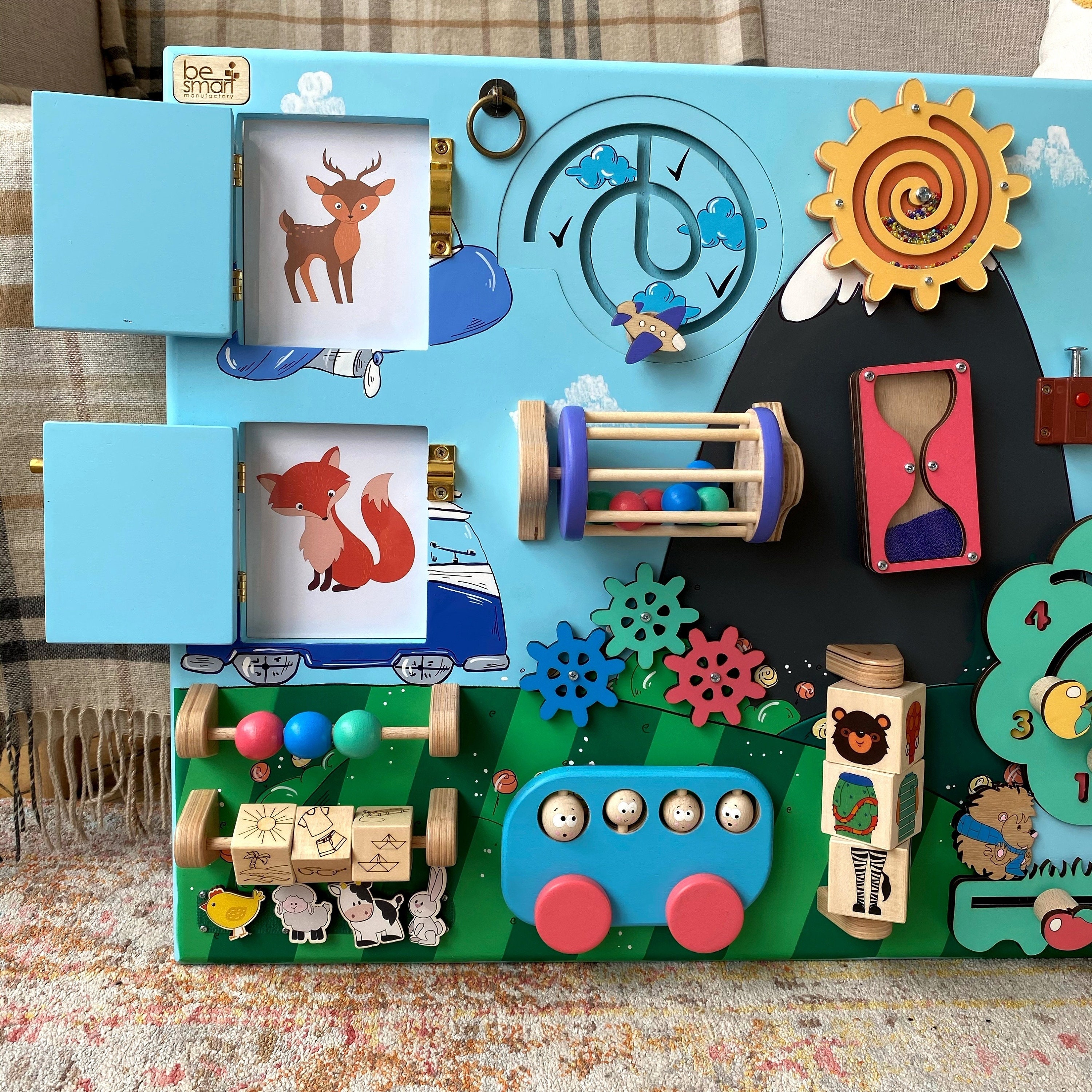 Large Busy Board for Toddler With Green Fields and Grey Mountains ...