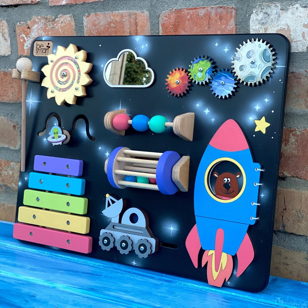 Busy Board Space Theme Busyboard Sensory Board Travel - Etsy