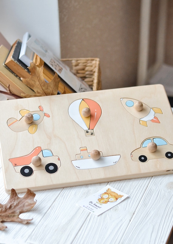 Transport Puzzle Wooden Shape Sorter Hand Painted Color - Etsy