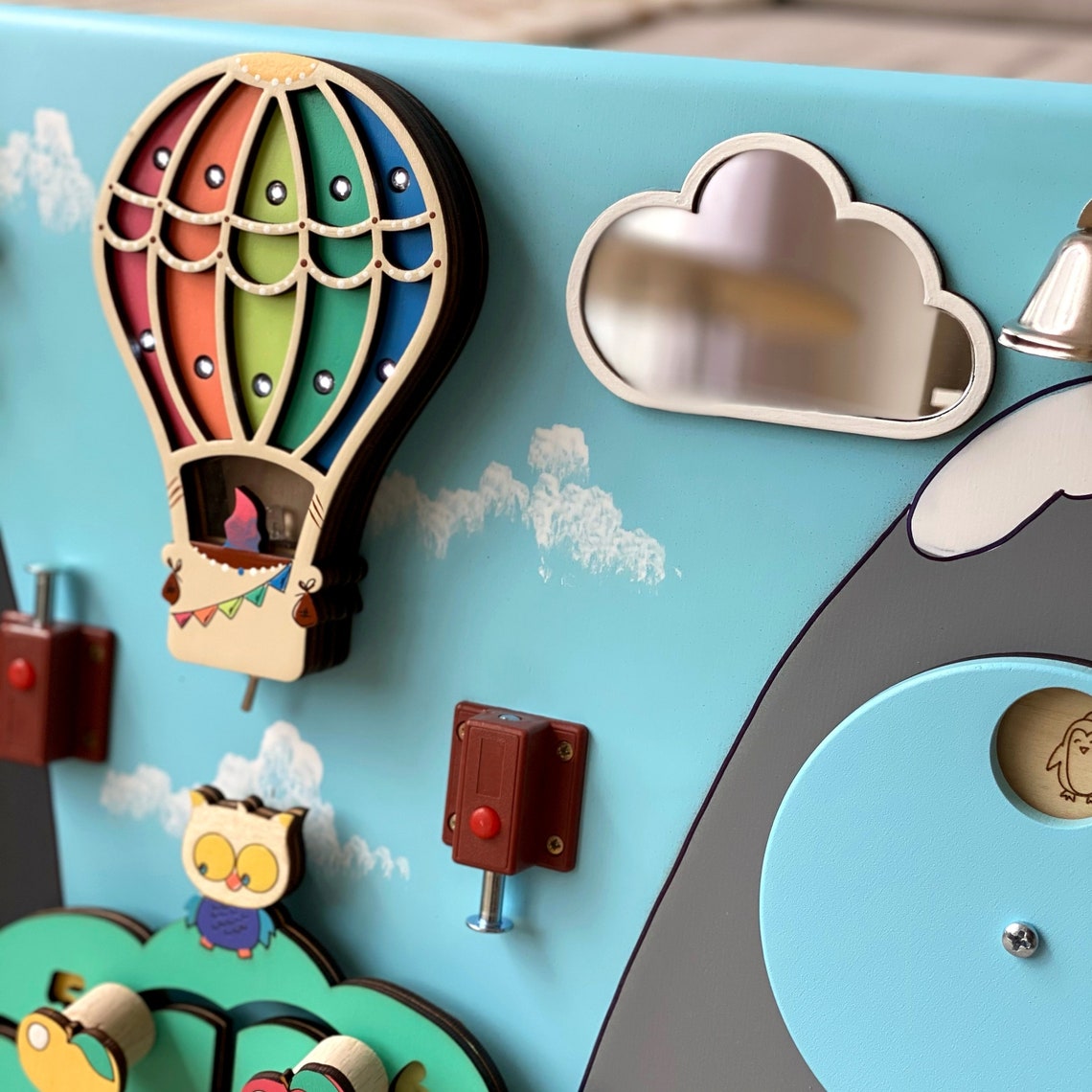 Large Busy Board for Toddler With Green Fields and Grey - Etsy