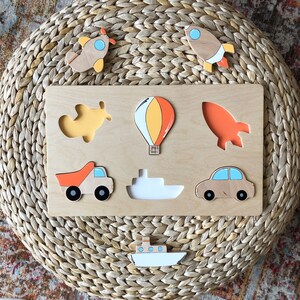 Transport Puzzle Wooden Shape Sorter | Hand Painted Color Sorting Toy ...