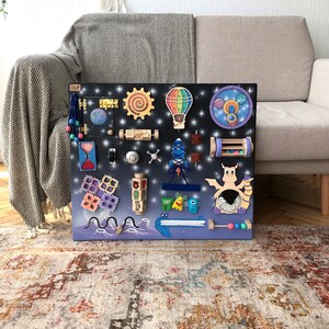 Toddler Busy Board With Space Theme 60x70 Cm Bright Sensory Board for ...