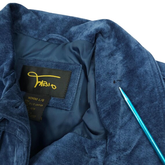 Fabio Blue Suede Leather Jacket READ Womens Size L Bu… - Gem