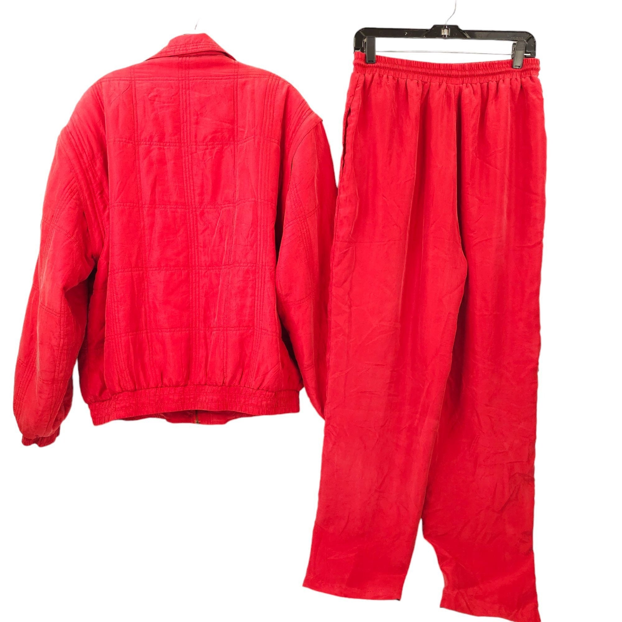 Fuda International Silk Tracksuit Wind Suit Red Sz XL Vtg 80s Jacket ...