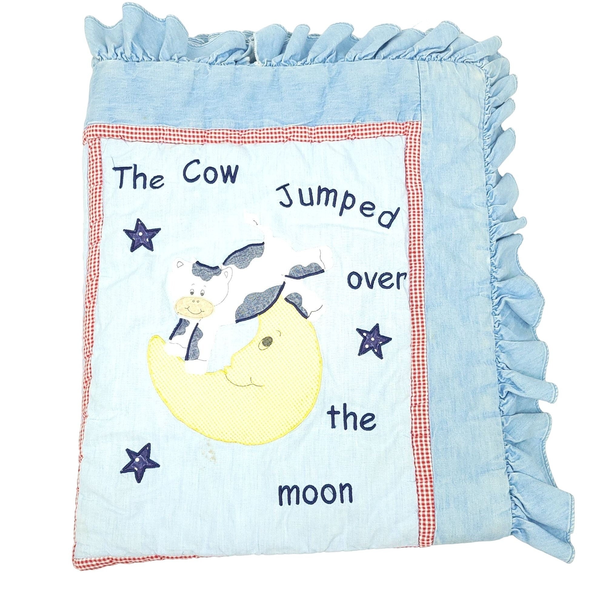 Vtg Nojo Baby Quilt Nursery Rhyme Shows Wear Baby Bedding Etsy