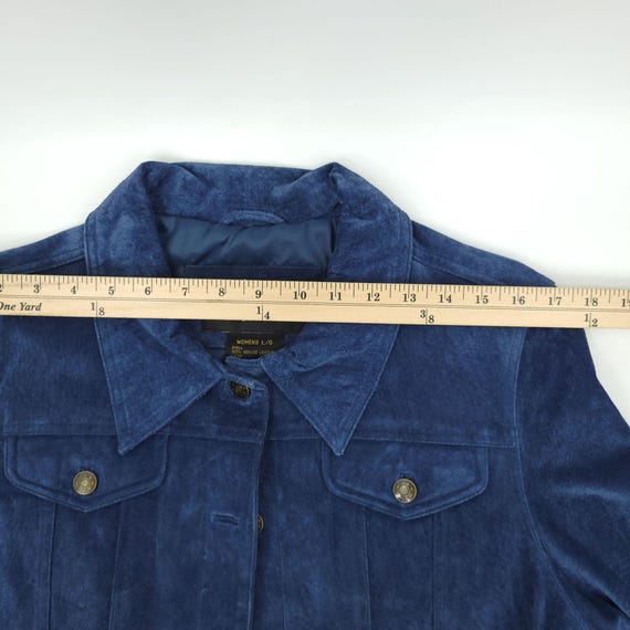 Fabio Blue Suede Leather Jacket READ Womens Size L Bu… - Gem