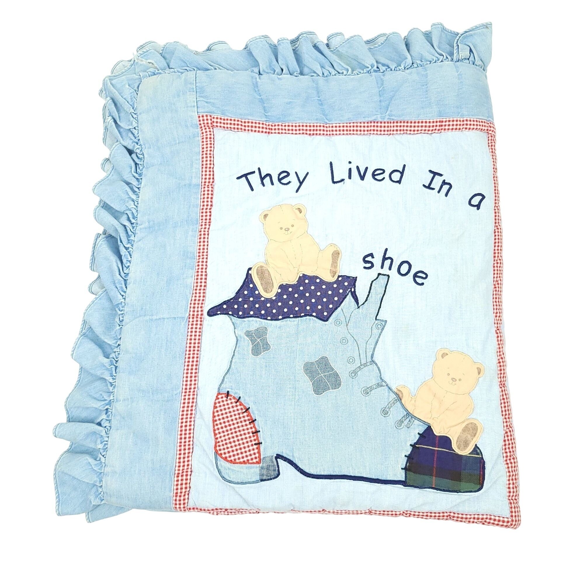Vtg Nojo Baby Quilt Nursery Rhyme Shows Wear Baby Bedding Etsy