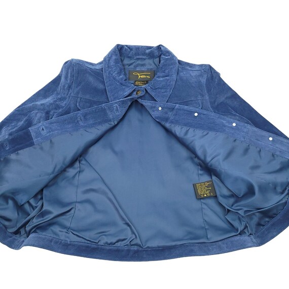 Fabio Blue Suede Leather Jacket READ Womens Size L Bu… - Gem