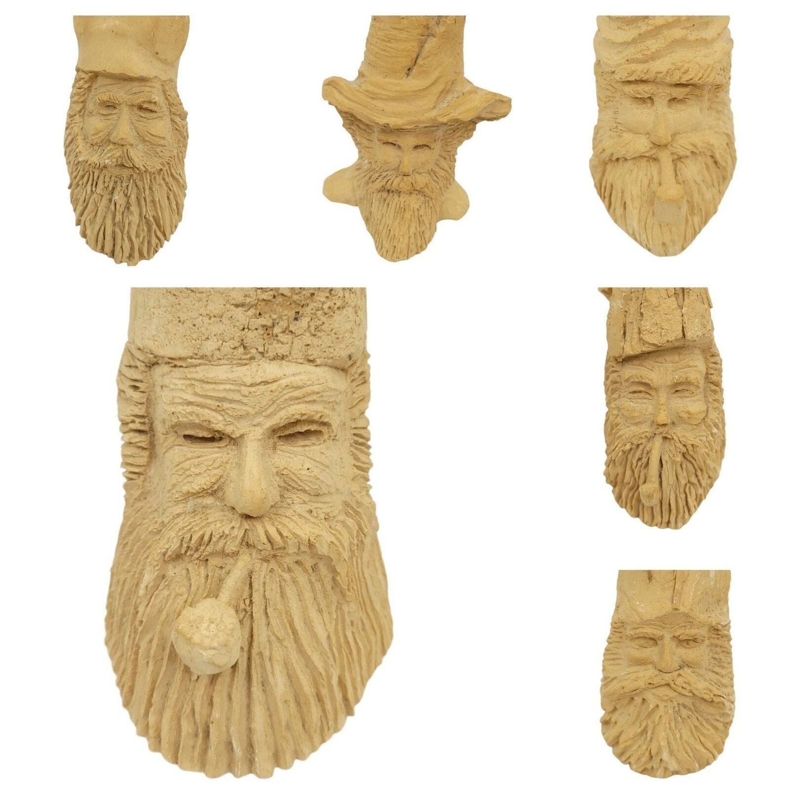 Wood Spirit Sculpture Carvings Clay Figures Woodsman Figurines 6 Pc ...