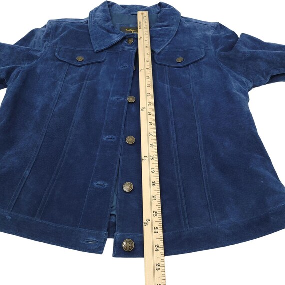 Fabio Blue Suede Leather Jacket READ Womens Size L Bu… - Gem